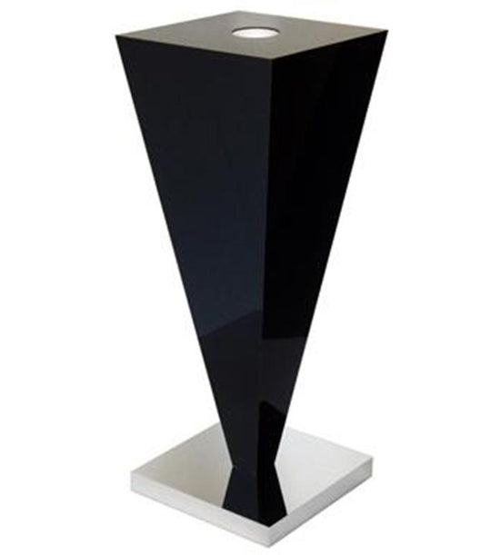 Black Gloss Image Pedestal w/ Chrome Base | Tapered Pedestal – Pedestal ...
