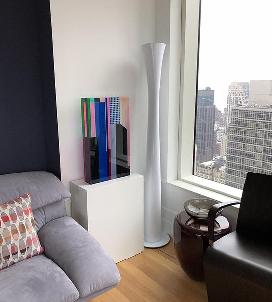 White Pedestal Stand | White Laminate Art Display | Pedestal Source